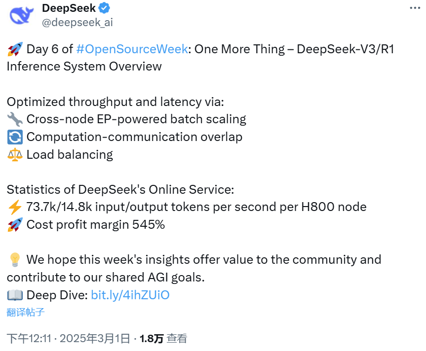 DeepSeek一天能赚多少钱？官方揭秘V3/R1推理系统，成本全透明_腾讯新闻