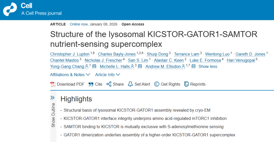 Cell | 溶酶体上的“营养感知航母”：KICSTOR-GATOR1-SAMTOR超级复合物结构全解析_腾讯新闻