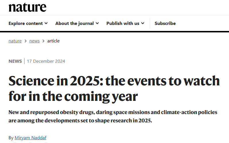 Nature | 2025年科学展望：明年值得关注的事件_腾讯新闻