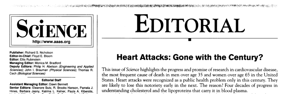 Science杂志社论30年前曾预言：“心脏病，将在本世纪消失”，是个笑话吗？Dr. Topol的反思和求索_腾讯新闻