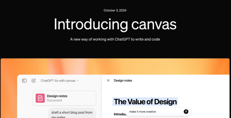 突发！ChatGPT 重磅更新：推出全新交互界面 Canvas ，AI编程和写作神器诞生_腾讯新闻