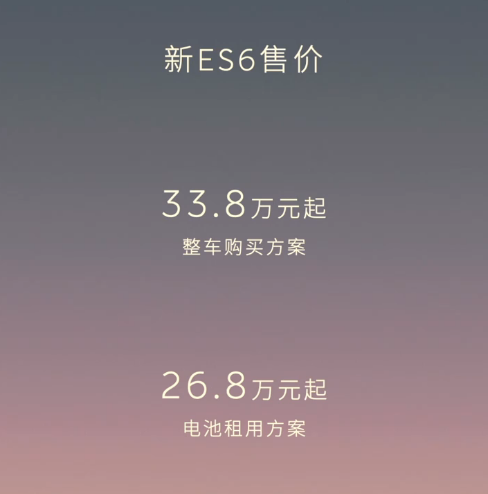 蔚来新ES6汽车上市：整车购买33.8万起，电池租用26.8万起_腾讯新闻