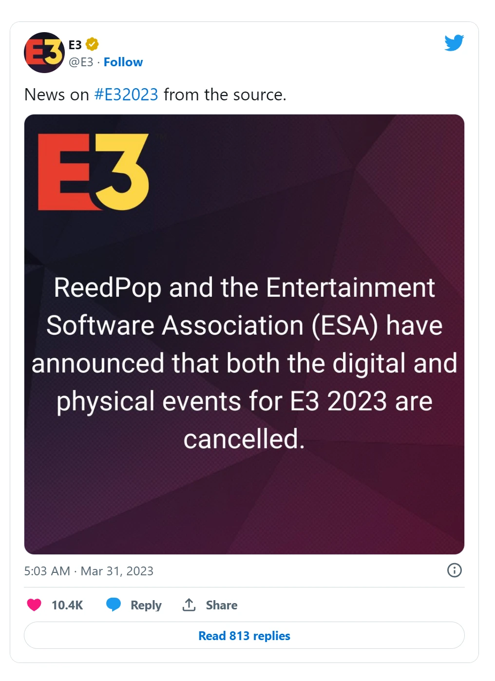 取消！大厂全跑光了，E3 2023 游戏展宣布不办了