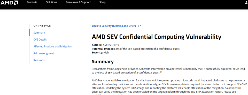 AMD正式披露EPYC系列处理器SEV微码漏洞，发布修复更新_腾讯新闻