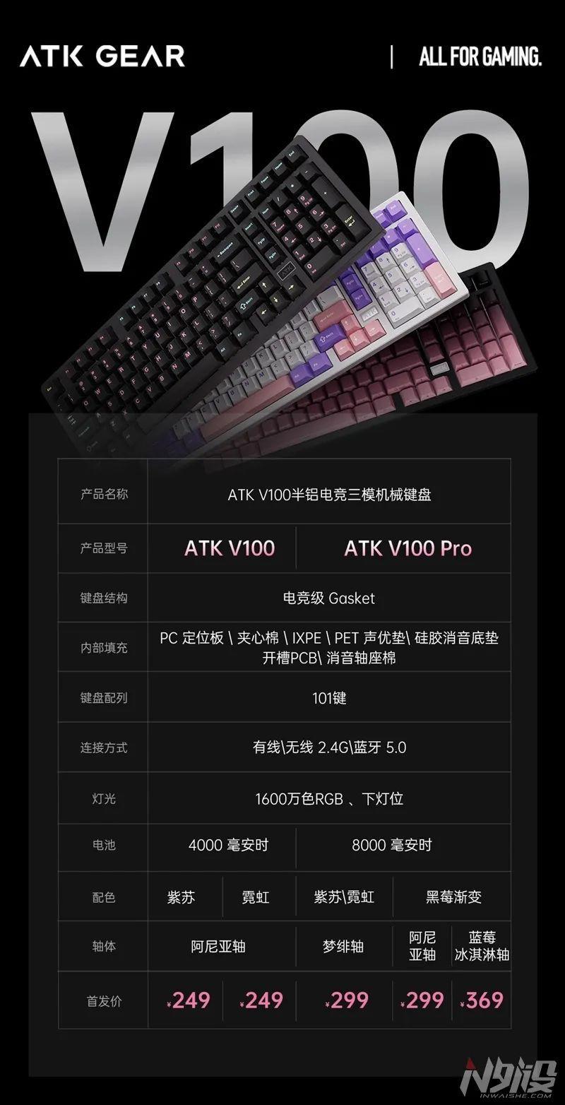 半铝旗舰 ATK推出V100三模机械键盘_腾讯新闻