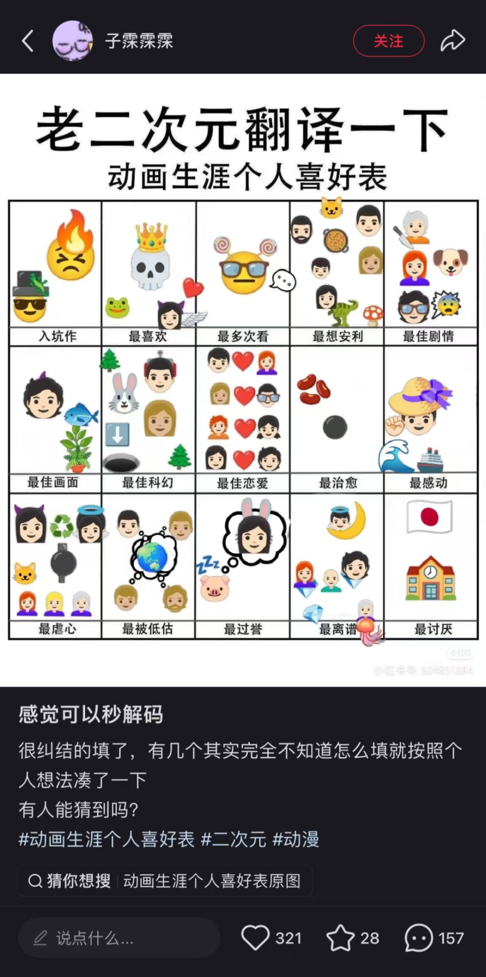 二次元只是填个动画生涯喜好表，都能玩成你画我猜？_腾讯新闻