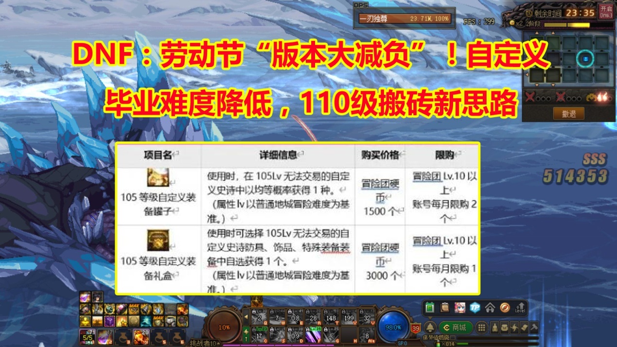 DNF：51版本“国服大减负”！自定义SS降低难度，110级搬砖新思路