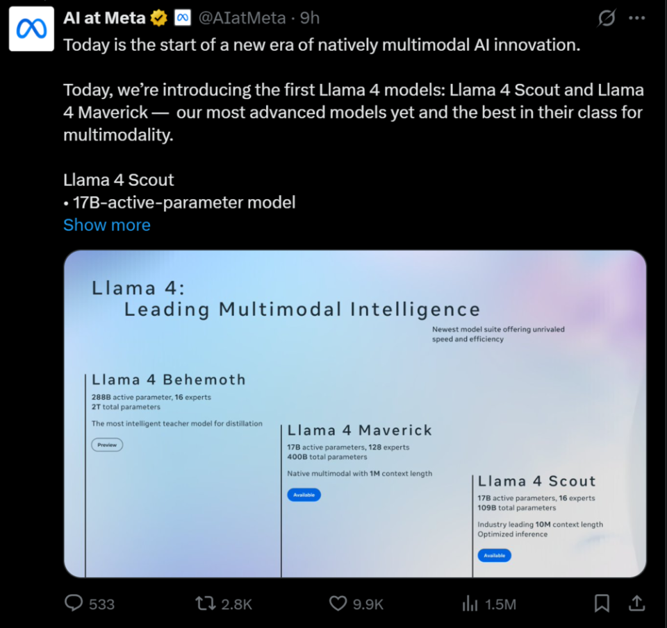 Llama 4重磅来袭，Meta叫板OpenAI_腾讯新闻