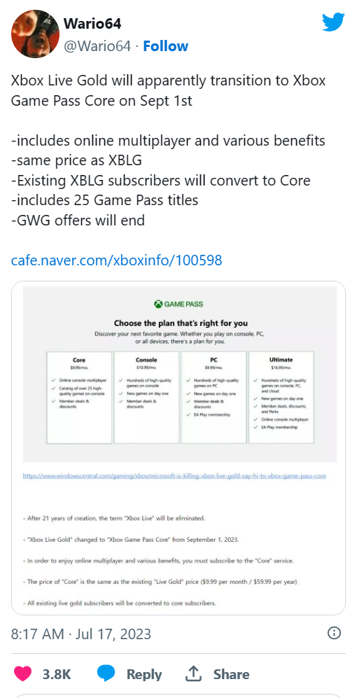 消息称微软 Xbox 金会员服务将被砍，“XGP Core”取而代之_腾讯新闻