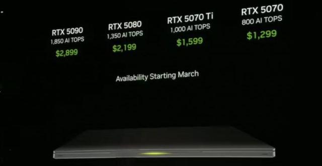 英伟达RTX50系列笔记本GPU发布 整机参考价1299美元起_腾讯新闻