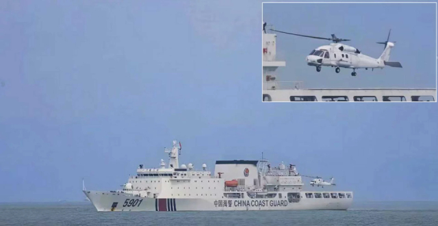 5901南沙号巡逻舰：被曝光配备了直-20，海上执法能力得以提高_腾讯新闻