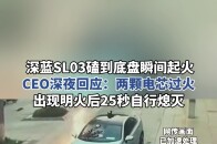 深蓝SL03磕到底盘瞬间起火，CEO深夜回应：两颗电芯过火，出现明火后25秒自行熄灭_腾讯新闻