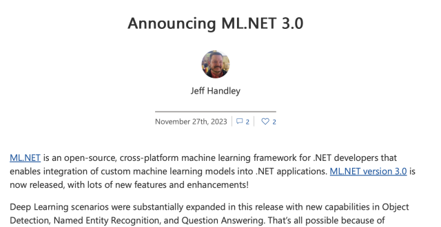 微软推出跨平台框架 ML.NET 3.0 版：强化深度学习、加强AI效率_腾讯新闻