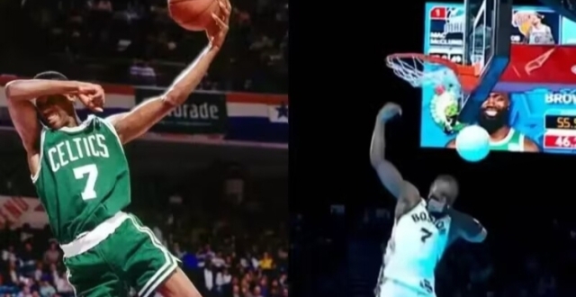 绿军扣将3次No look dunk 落地后才蒙眼的杰伦竟比九指扣篮王分高_腾讯新闻