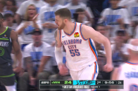 NBA西部决赛G1：森林狼88-114雷霆丨杰伦蝴蝶穿花灵动突破 哈滕篮下吃饼接球拽筐暴扣_腾讯新闻