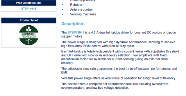 意法半导体推出大电流电机驱动芯片STSPIN9系列，两款高扩展性产品优势解析_腾讯新闻