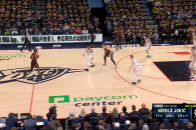 NBA季后赛西部半决赛：掘金106-149雷霆G2丨斜刺里杀出 威金斯大步流星冲入禁区补扣灌筐_腾讯新闻