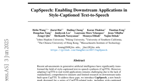 CapSpeech：开创风格提示语音合成的下游应用新纪元_腾讯新闻