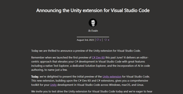 微软推出 VS Code 用 Unity 开发工具包，助力跨平台软件游戏开发_腾讯新闻
