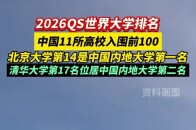 2026QS世界大学排名：北京大学第14，清华大学第17，中国11所高校入围前100_腾讯新闻