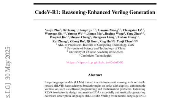 CodeV-R1：让推理增强型Verilog生成变得简单高效，中科院计算所团队带来硬件描述语言自动生成的突破性进展_腾讯新闻