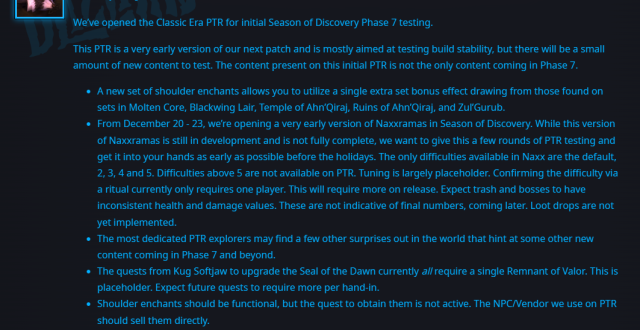 《魔兽世界》Plus服：P7测试服已开放，NAXX提供5种难度_腾讯新闻