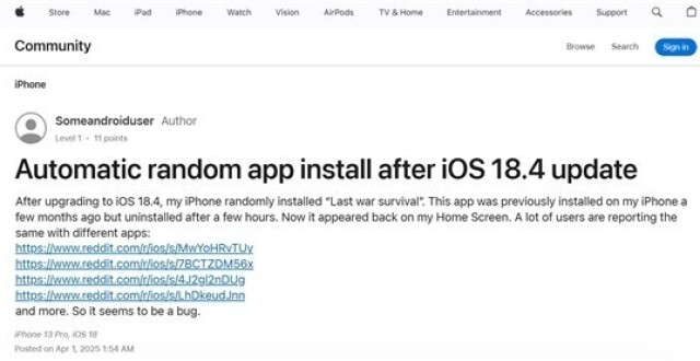 iOS18.4惊现离谱bug 卸载的APP又回来了_腾讯新闻