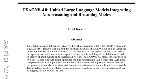 EXAONE 4.0：LG AI Research让AI能动能静，一个模型搞定快速回答和深度思考_腾讯新闻