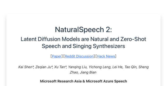 微软推出语音合成模型NaturalSpeech2，相对竞品语音重构更准确_腾讯新闻