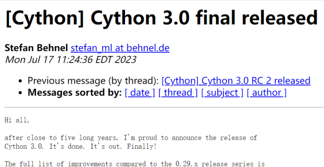历时五年，Cython 3.0 正式发布_腾讯新闻