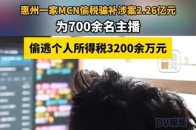 惠州一家MCN偷税骗补涉案2.26亿元，为700余名主播偷逃个人所得税3200余万元_腾讯新闻