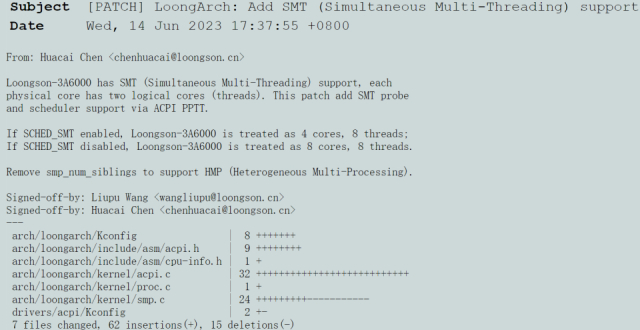 龙芯 LoongArch为Linux 内核添加 3A6000 超线程（SMT）支持_腾讯新闻