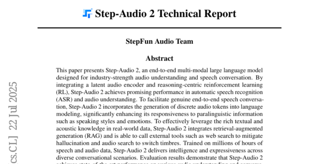 StepFun发布Step-Audio 2：让AI像人类一样自然对话，首个真正懂“言外之意”的语音助手_腾讯新闻