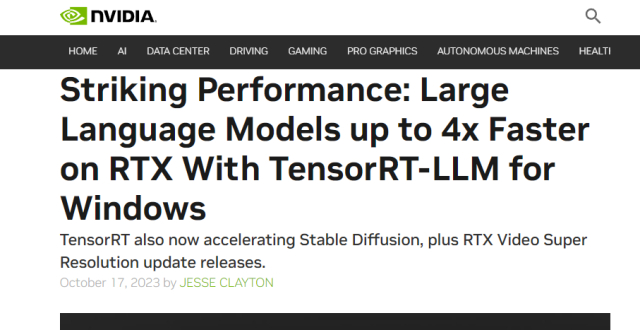 英伟达发布 Windows 版 TensorRT-LLM 库，为本地运行大模型提速_腾讯新闻